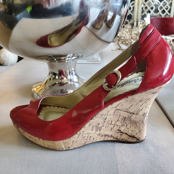 Candie's | Shoes | New Red Patent Wedge Heels Size 85m | Poshmark